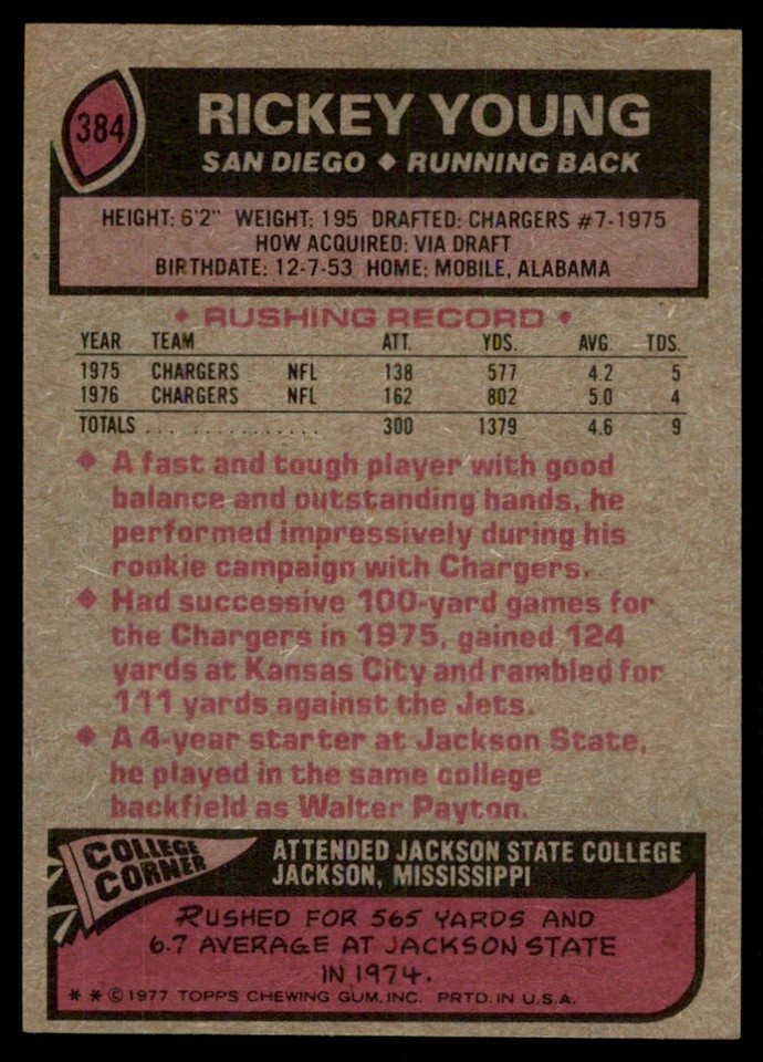 James Harris / Ken Stabler LL, SP 1977 Topps #1 NFL READ FREE SHIP ...