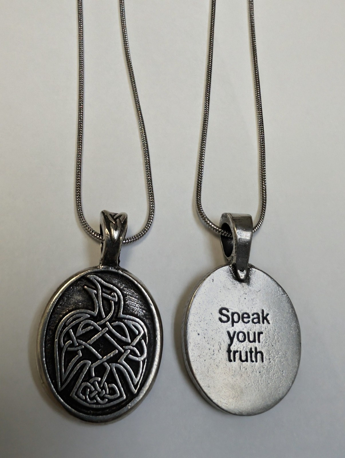 Celtic Raven "Speak Your Truth" Engraved on the back Necklace by Deva ...