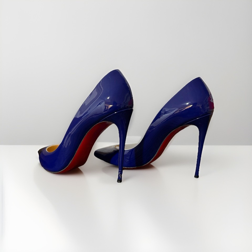Christian Louboutin DECOLLETE 100 Purple Pop Patent Pointy Pumps Heel ...