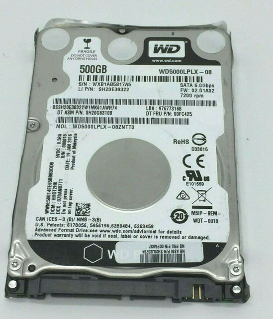 Western Digital WD Black WD5000LPLX 500GB Internal 7200RPM 2.5 HDD for ...