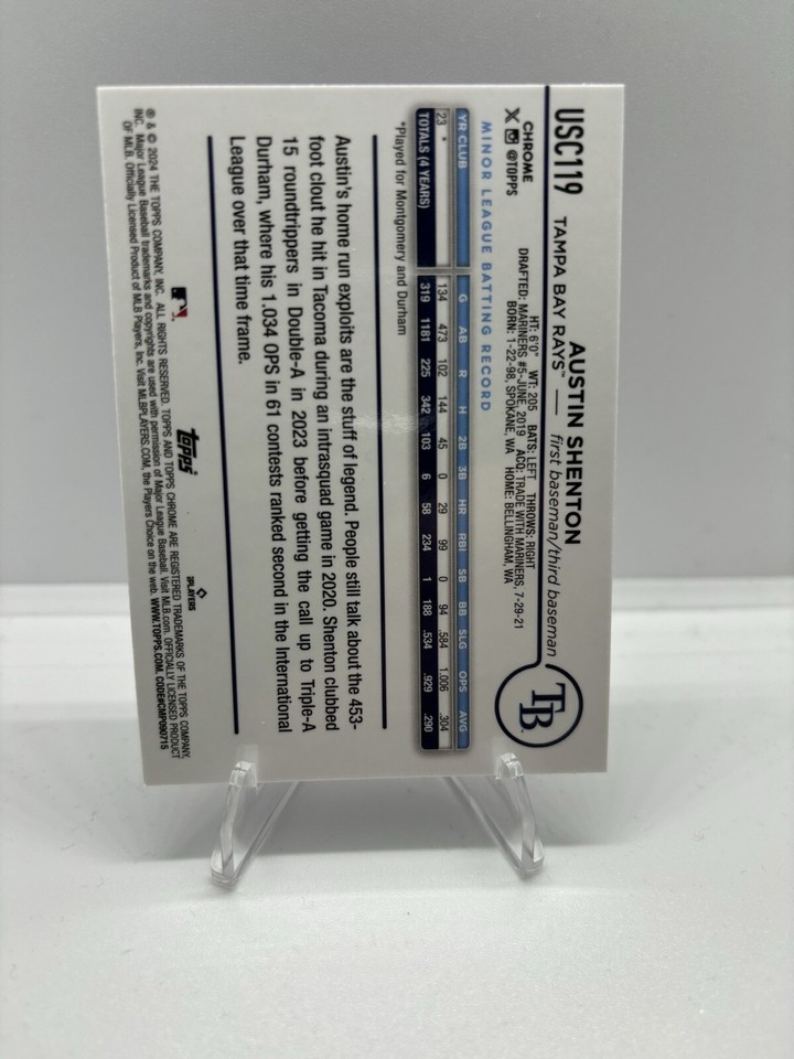 2024 Topps Chrome Update Austin Shenton Purple Magenta /299 | eBay