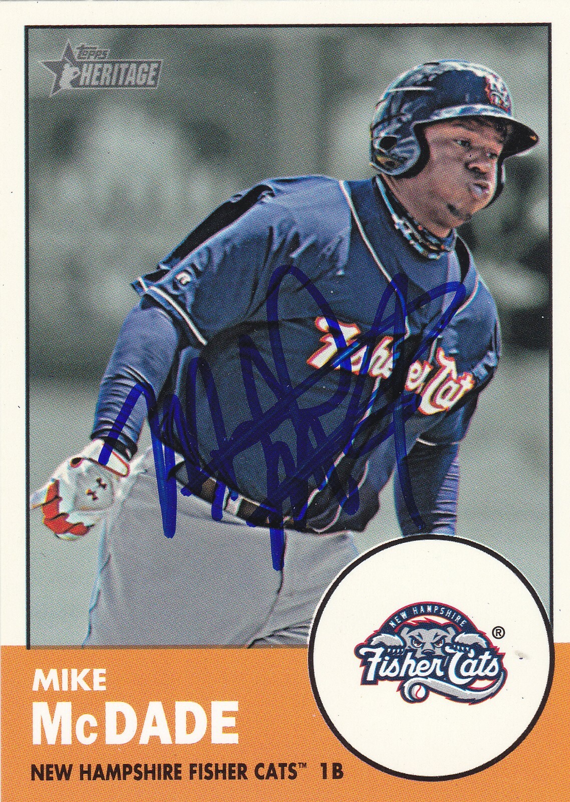 MIKE McDADE NEW HAMPSHIRE FISHER CATS SIGNED TOPPS HERITAGE MINOR ...