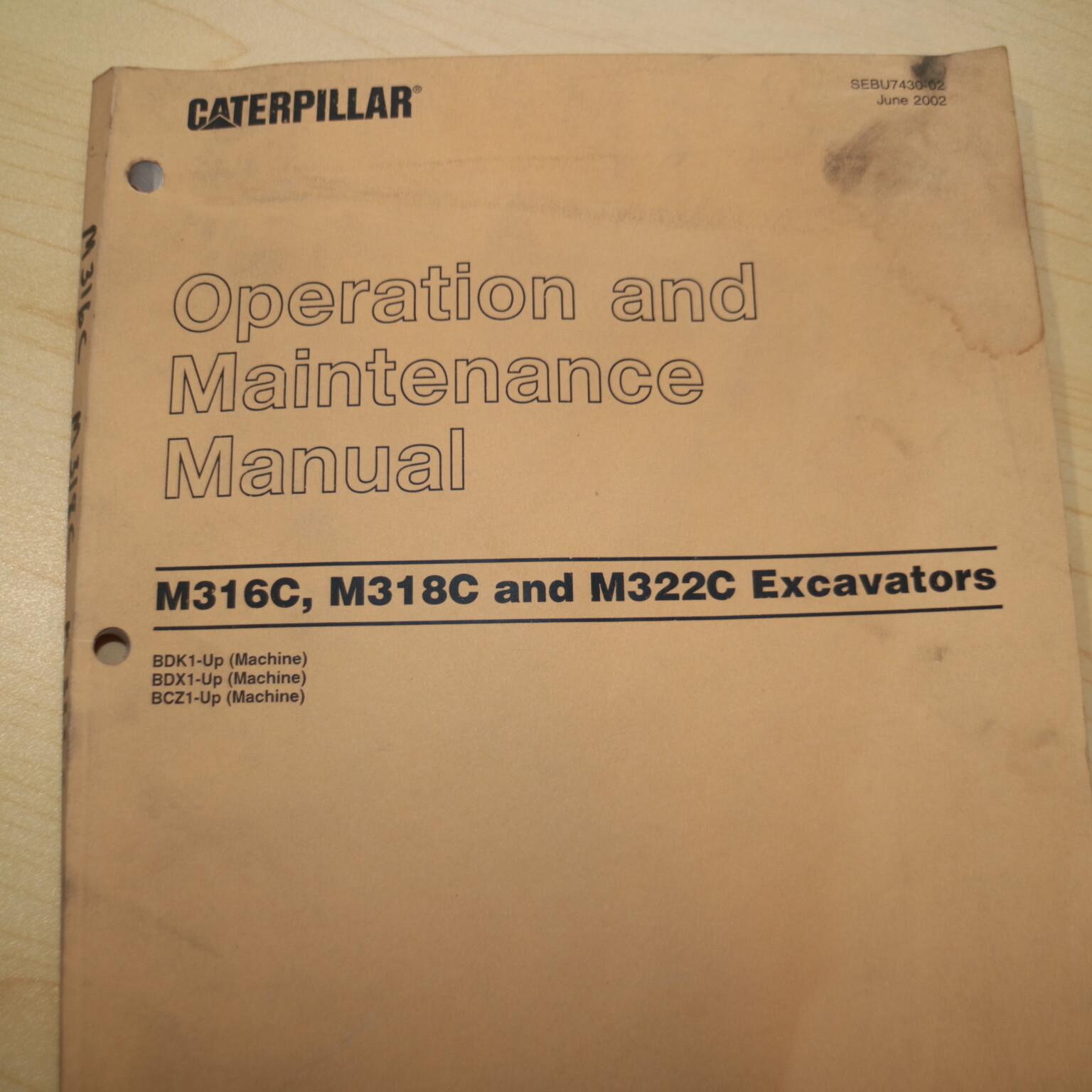 CAT Caterpillar M316C M318C M322C Excavator Owner Maintenance Manual ...