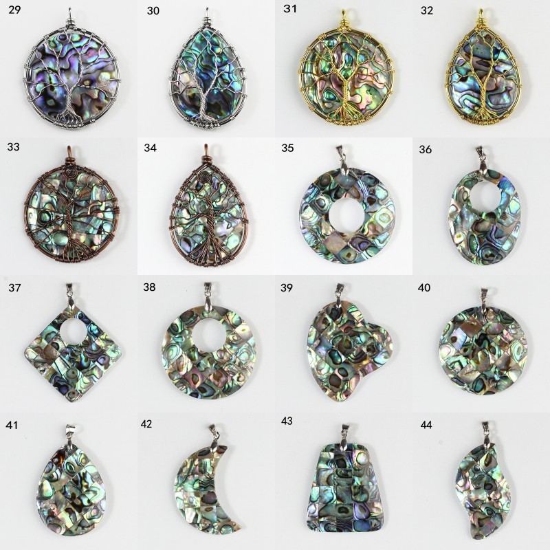 BAYUEBA Natural Paua Abalone Shell Tree of Life Pendant For Necklace ...