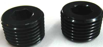 Pipe Plugs 1/2" NPT w/ recessed allan head Pair of Black anodized ...