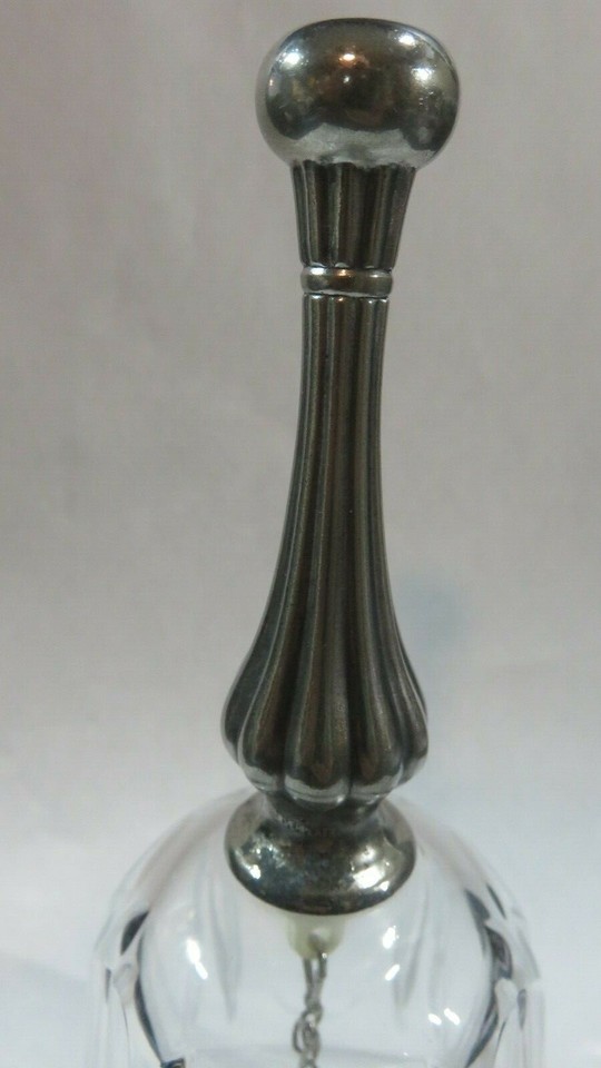 Vintage Glass Dinner Bell Leonard Silver plate handle 6 3/4" tall Italy ...
