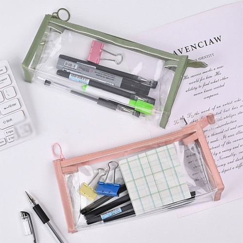 PVC Pencil Bag With Zipper Stationery Pouch Pen Case Kids | eBay