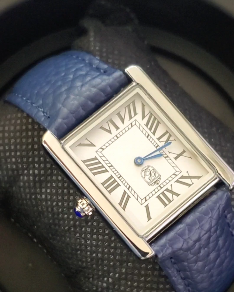 Classic Mens Tank Rectangular Pierre Lucerne White Dial Brown Leather ...