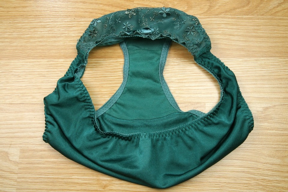 VINTAGE JAPANESE NYLON SHINY SLIPPERY PRETTY CUTE DARK GREEN PANTY ...