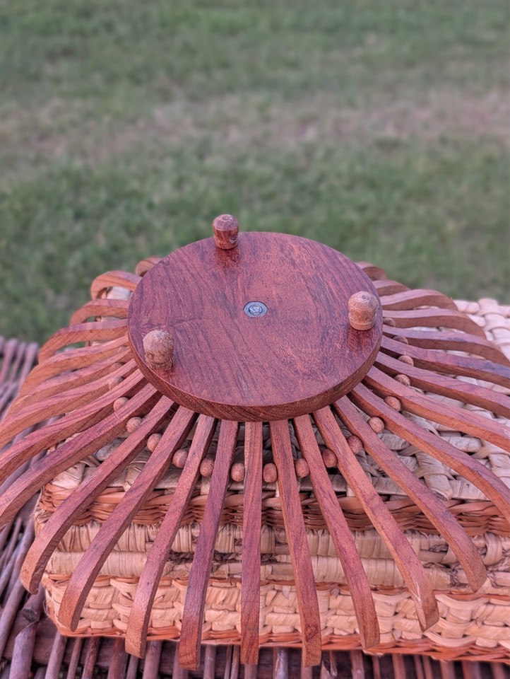 Hand Carved Rotating Folding Wooden Fruit Bowl – Spinning Fruit Basket ...