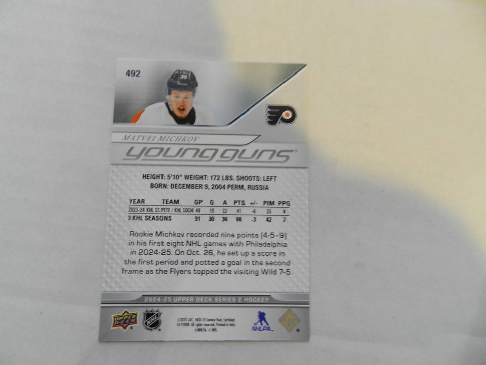 2024-25 Upper Deck Series 2 - Young Guns Matvei Michkov #492 (RC ...