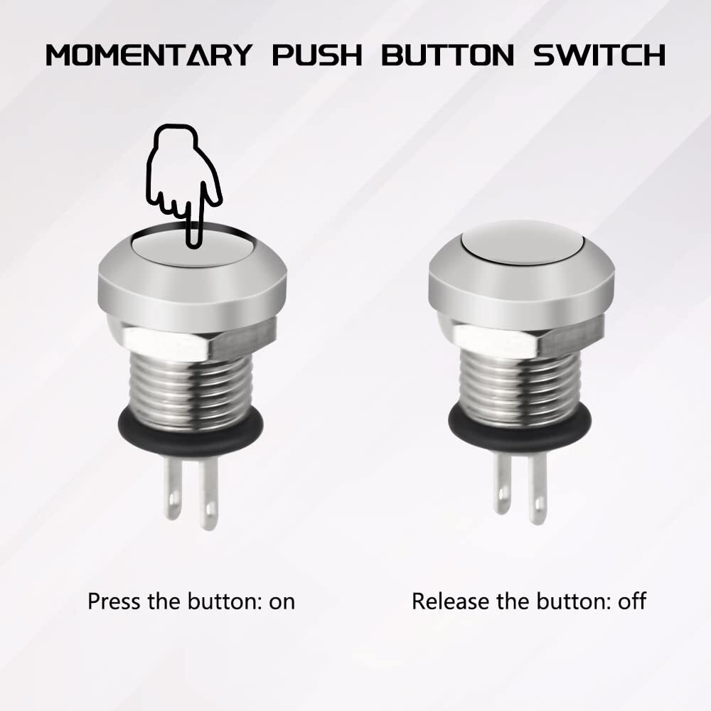 5 PCS 8mm Momentary Push Button Switch 1A 24V 1NO | eBay