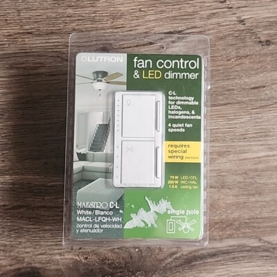 Lutron MACL-LFQH-WH, Maestro Fan Control and Light Dimmer, White ...