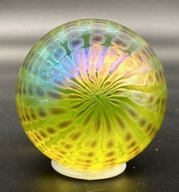 Mark Matthews Art Glass Marble Indian Corn Uranium Iridescent Signed 2 ...