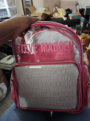 NEW Steve Madden Clear Backpack Purse Makeup Bag Luggage School | eBay