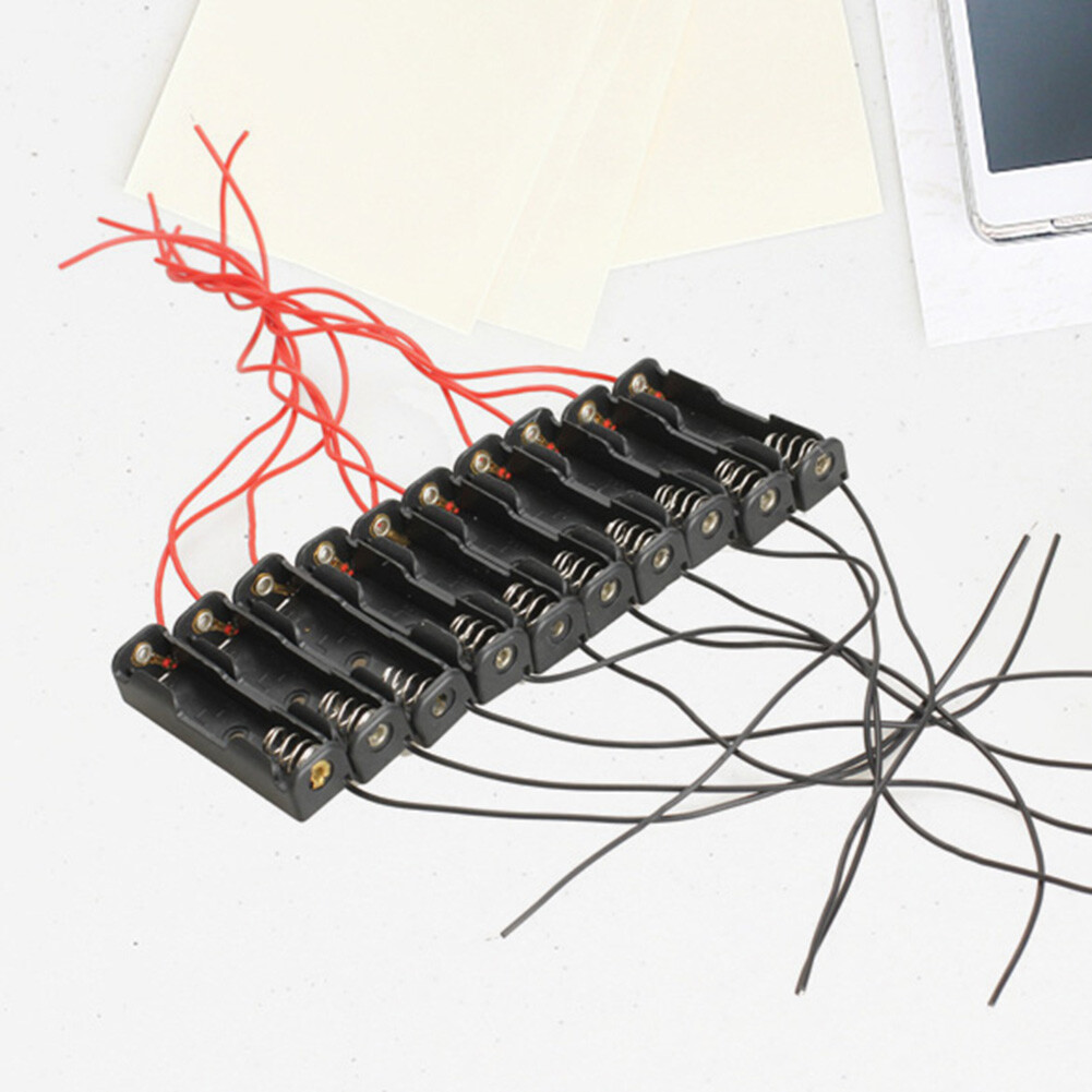 10x Single Slot AAA Mobile Battery Clip Case Holder Box with Wire Leads ...