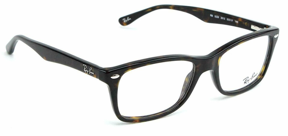 Unisex Ray-Ban RX5228 2012 Square Eyeglass Frames - Dark Havana, 55mm ...