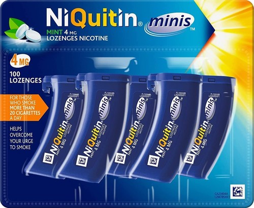 3x NiQuitin Mini Mint 4mg 100 Minis Lozenges Quit Smoking Stop ...