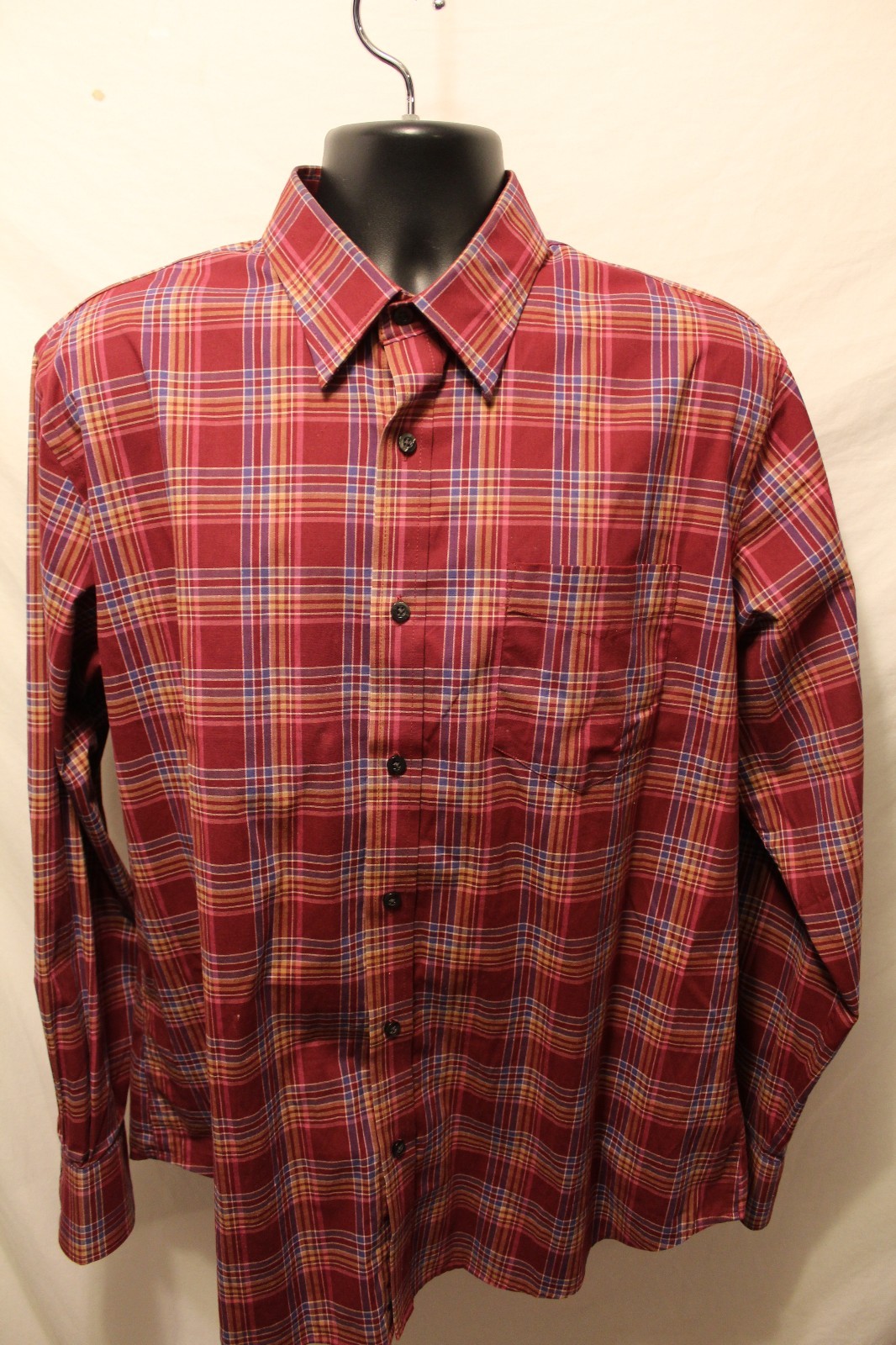 Dockers Red Plaid Men's Button Front Shirt Size Large Cotton Blend | eBay