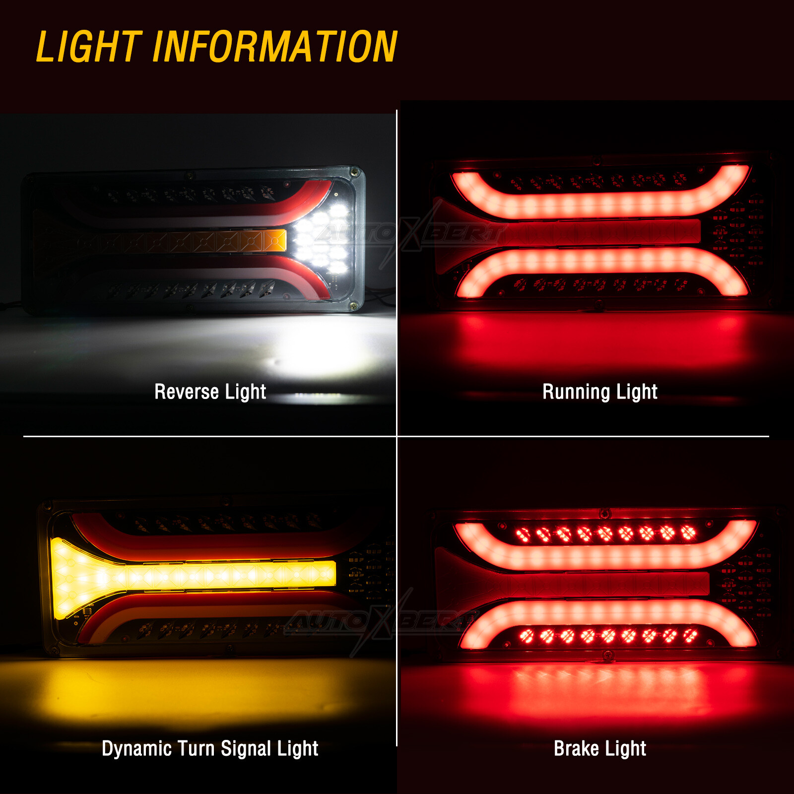 Indicator Reverse Lamp Trailer Tipper Van 4Function Rear Stop Light ...