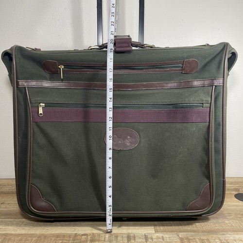 Orvis Battenkill Leather Trim Heavy Green Canvas Rolling Suitcase 21 ...