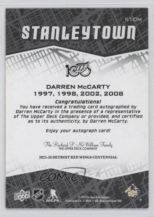 2025-26 Upper Deck Detroit Red Wings Centennial Darren McCarty #ST-DM ...