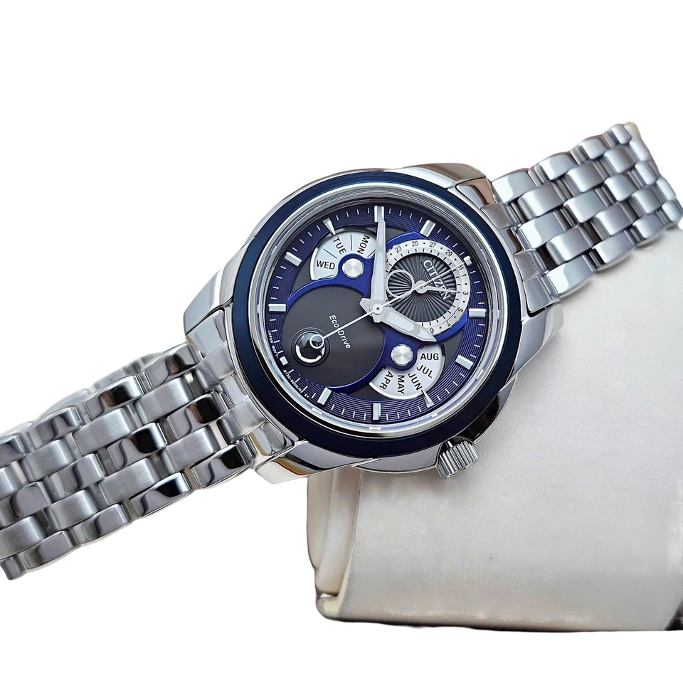 Citizen Calendrier Blue Sapphire Dial Day Date Month Men's Watch BU0088 ...