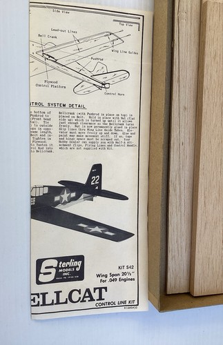 Sterling Model Hellcat Balsa Wood Kit #S42 Control Line Aircraft New ...