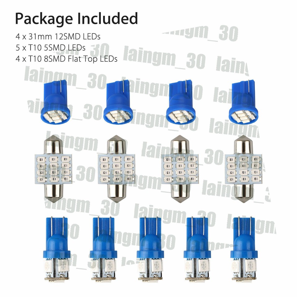13 Blue LED lights interior package kit 1999-2016 Ford F250 F350 Super ...