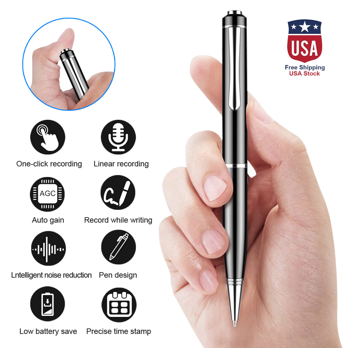 Spy Digital Voice Activated Recorder 32gb Mini Hidden Audio Recording ...