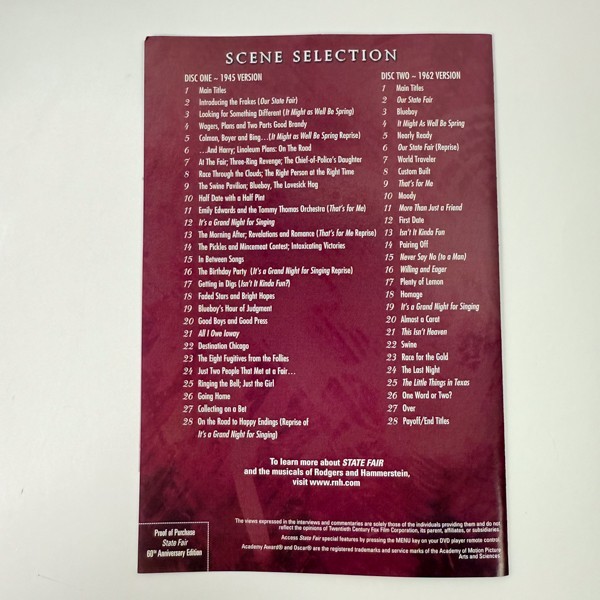 State Fair~Rodgers & Hammerstein~Classic DVD Movie~60th Anniversary~Pre ...