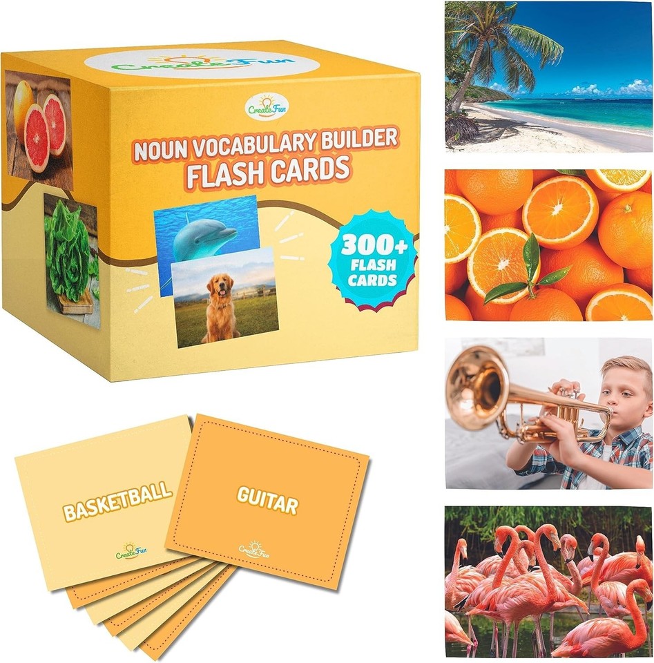 300 Noun Vocabulary Builder Flash Cards, Photo Cards with Learning ...