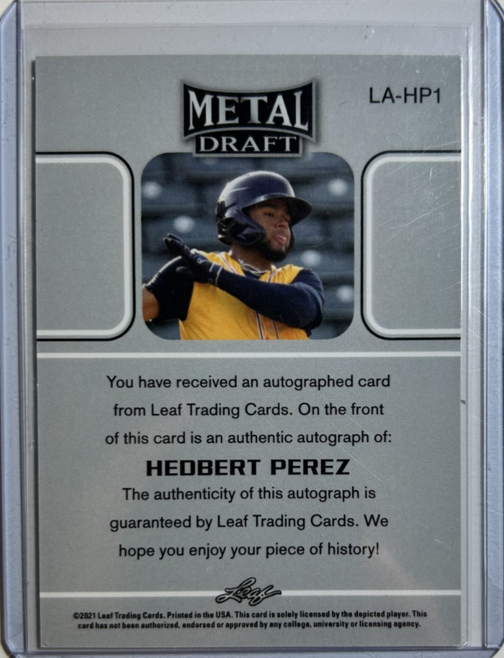 2021 Leaf Metal Draft Silver Crystals Hedbert Perez #LA-HP1 Auto ...