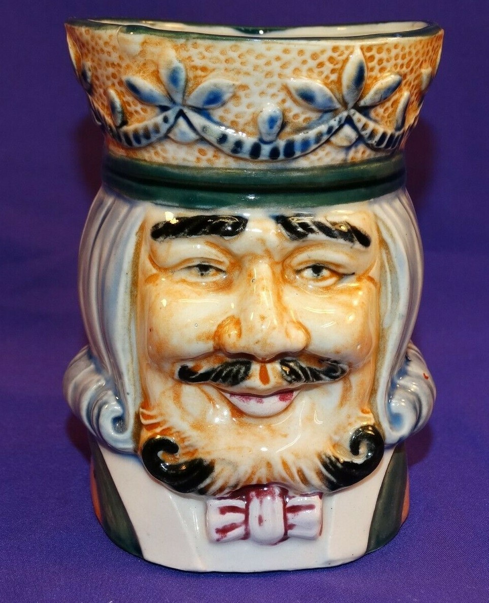 VINTAGE OCCUPIED JAPAN 4 3/4" CHARACTER / TOBY MUG THE KING W/ BEARD ...