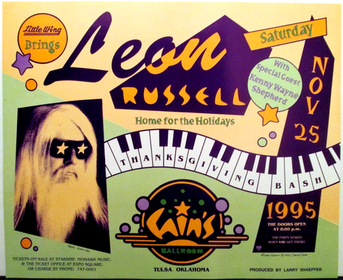 LEON RUSSELL -- 1995 ORIGINAL CONCERT POSTER TULSA, OK CAIN'S BALLROOM ...