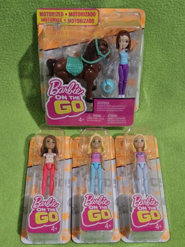 Mattel Barbie on the Go 4" Bobblehead Dolls & Motorized Horse Lot - New ...