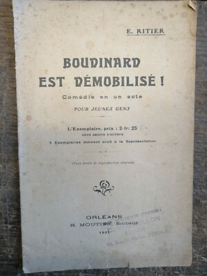 Boudinard È Démobilisé! Commedia IN Uno Atto per Giovani Persone Ritier ...