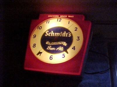 vintage SCHMIDTS BEER CLOCK - KEYSTONE SHAPE - RUNS and LIGHTS UP ...