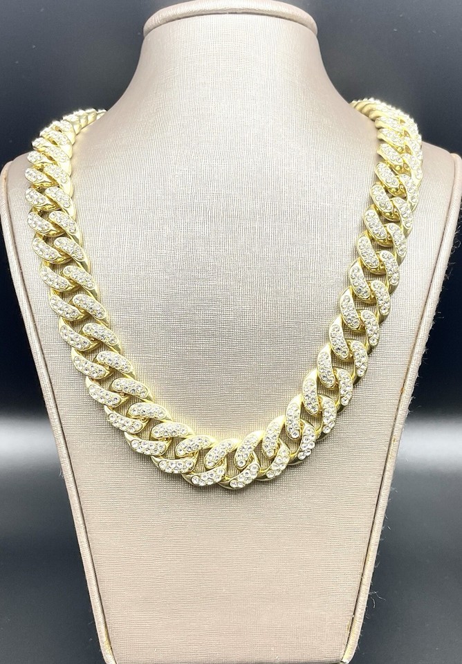 24 Inch Cuban Link Chain 18K Gold Plated 14mm For Men And Women | eBay