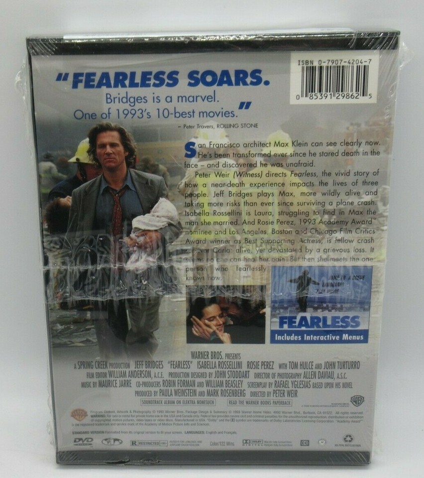 FEARLESS DVD MOVIE, JEFF BRIDGES, ISABELLA ROSSELLINI, ROSIE PEREZ, FS ...