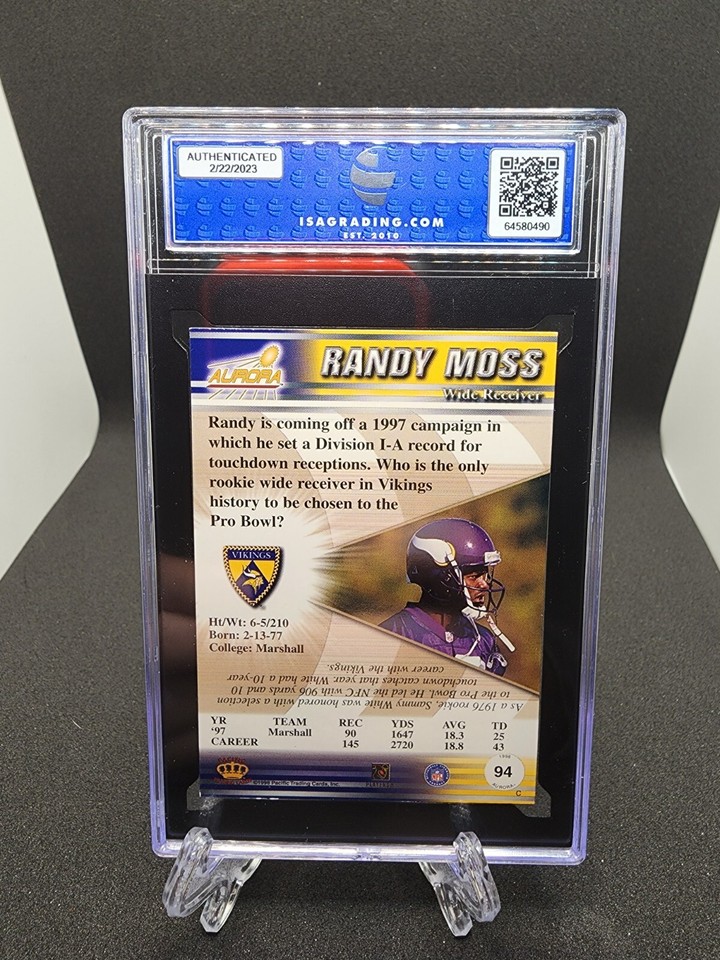 Randy Moss 1998 Aurora #94 Rookie Card ISA 8 | eBay