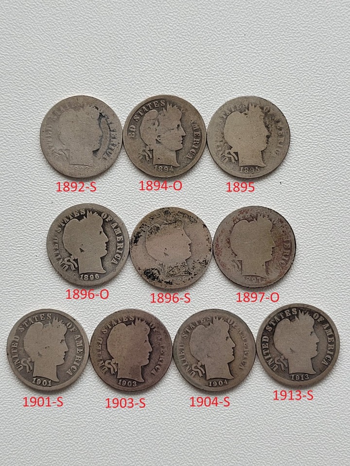 Complete 1892-1916 Barber Liberty Dime Set Collection Estate Sale *All ...