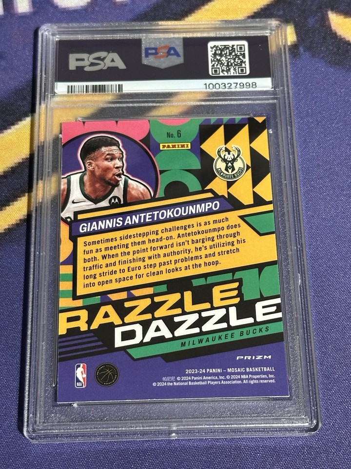 2023 Mosaic Giannis Antetokounmpo Razzle Dazzle Case Hit SSP Prizm PSA ...