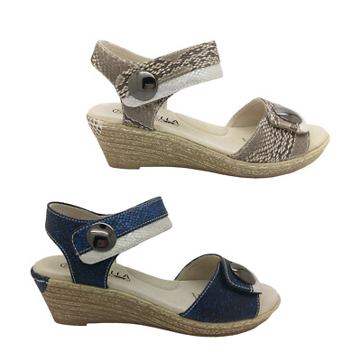 Lorella Pia Ladies Sandals Wedge Sole Multi Snakeskin Look Upper ...