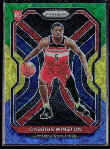 Cassius Winston 2020-21 Panini Prizm Blue Yellow & Green Choice RC #275 ...
