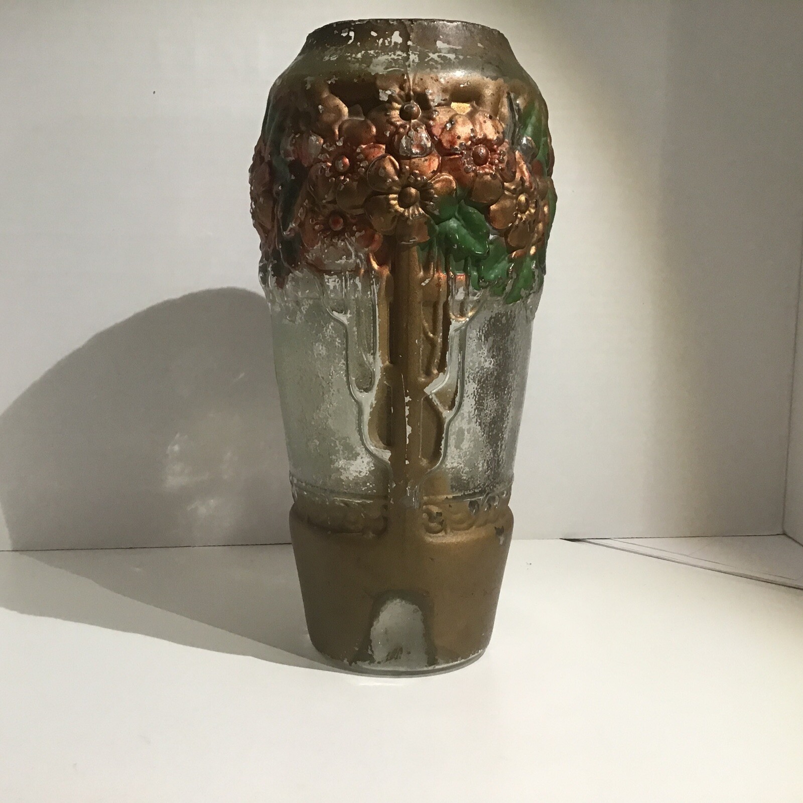 Antique Goofus Glass Vase 1900-1920 approx. 10” tall | eBay