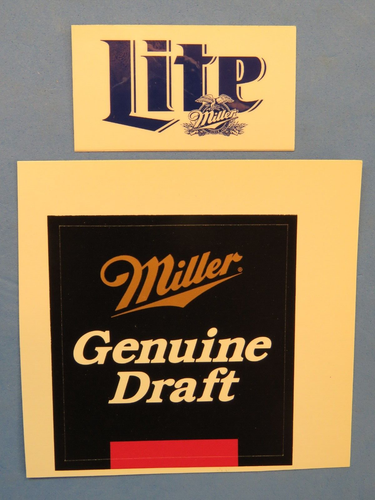 2 Beer STICKERS ~ MILLER Brewing Co Lite & Genuine Draft ~ Milwaukee ...
