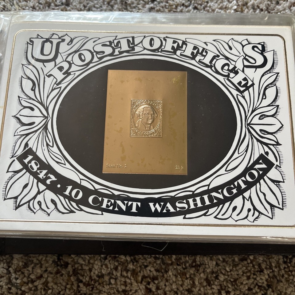 23 Karat Gold Proof Collection US Stamp Classics 33 Stamps W/COA 3.7g ...