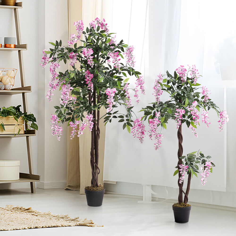 5/4FT Wisteria Flower Artificial Potted Tree Fake Plant Home Office ...