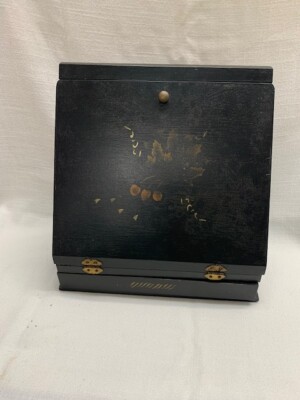 Vtg Wooden Lap Writing Desk Box Slant Top Handpainted Folk art | eBay